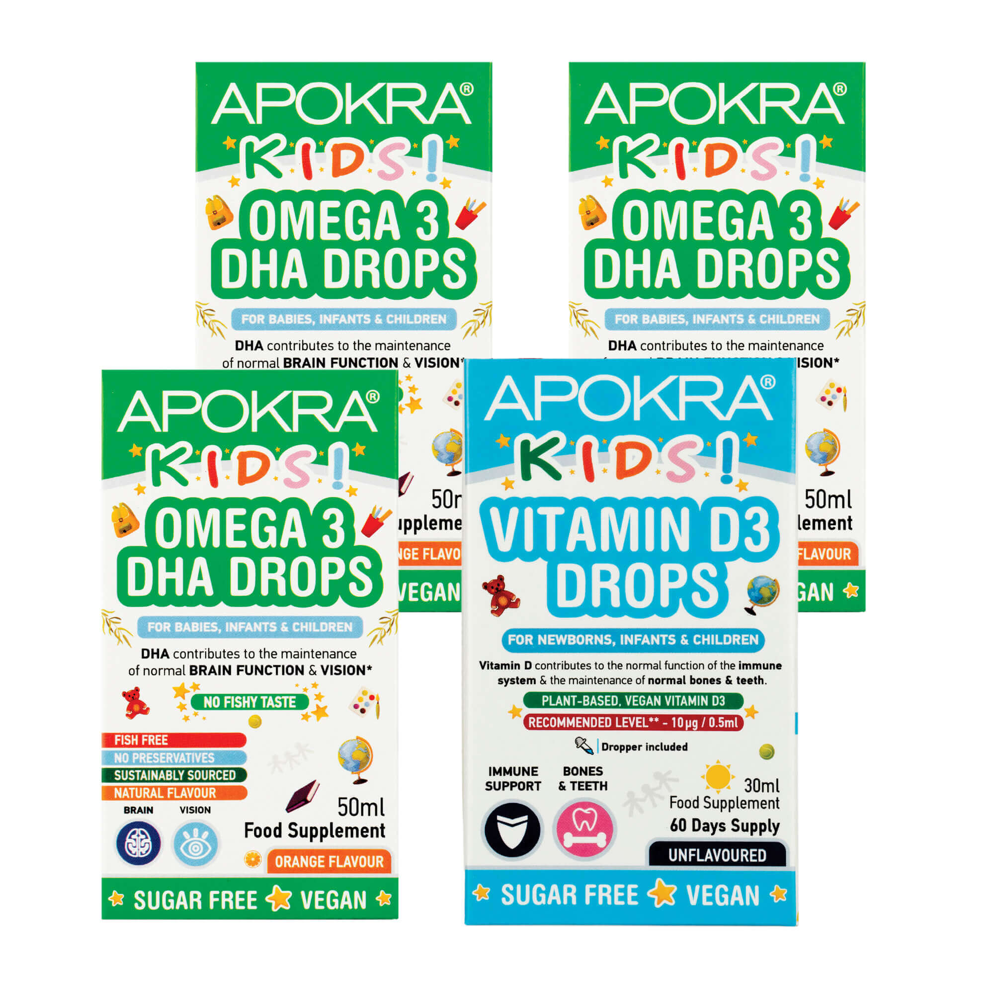 3 x Vegan Omega 3 Drops Plus Vitamin D3 Bundle – APOKRA