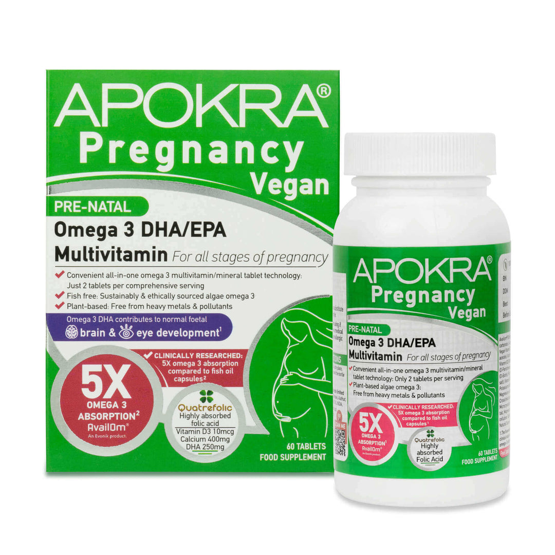 APOKRA Vegan Pre-natal Omega 3 DHA/EPA Multivitamin Tablets