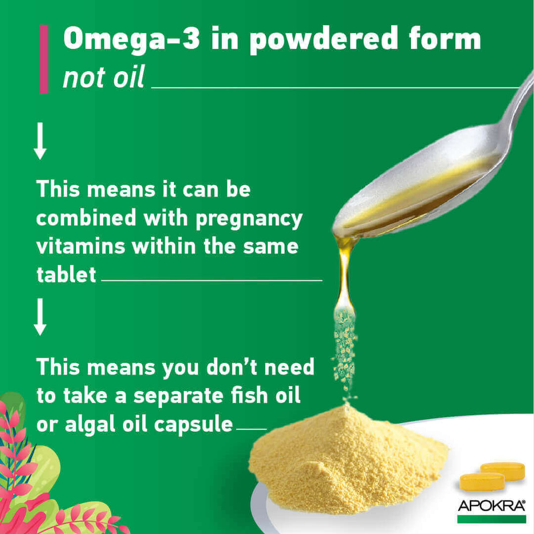 APOKRA Vegan Pre-natal Omega 3 DHA/EPA Multivitamin Tablets